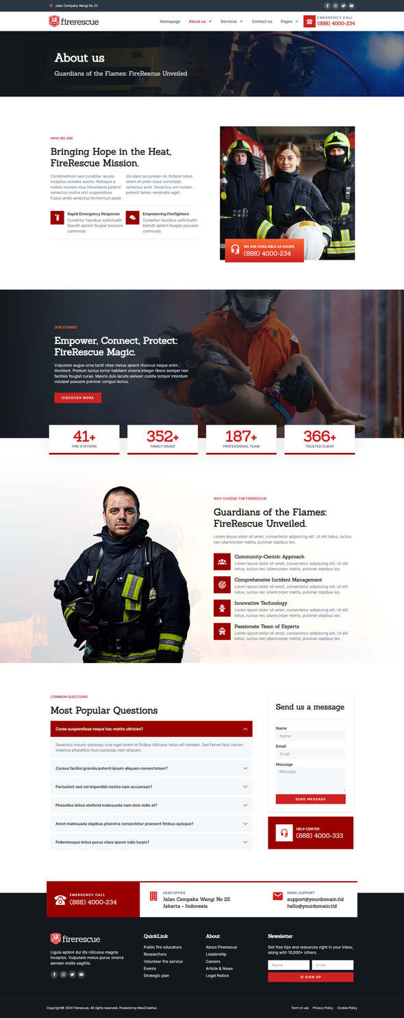 FireRescue - FireFighter & Fire Department Elementor Template Kit by moxcreative
